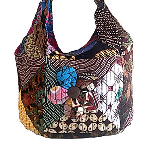 OMA® Multi Color Boho Bohemian Hippy Shoulder Sling Purse Hand Bag With Brocade FEDERAL (TM) BRAND