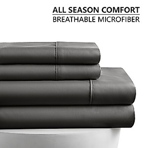 American Home Collection King Sheet Sets - Ultra-Soft Microfiber Bed Sheets - Wrinkle - Resistant, Breathable, Deep Pockets - Dark Gray