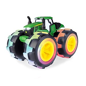 Monster Treads Lightning Wheels Light Up Tractor Deluxe - John Deere Tractor Toys - Light Up Monster Truck Tractor with Rainbow Lights and Sounds Medium