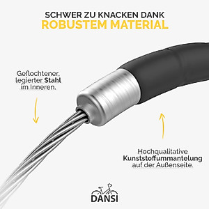 DANSI Bike Lock - Secure Anti-Theft Protection I Heavy-Duty Tank Design, Includes 2 Keys & Easy Lock Function, Bike Locks Heavy Duty Anti Theft, Bicycle Lock, Cable Lock, Bike Lock Cable, Chain Lock