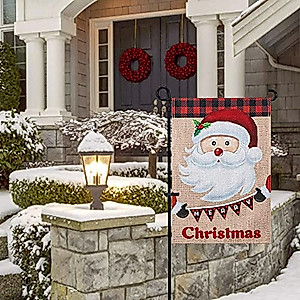 hogardeck Merry Christmas Garden Flags, Vertical Double Sided Burlap Yard Flag, Christmas Banner Outdoor Indoor Christmas Decorations