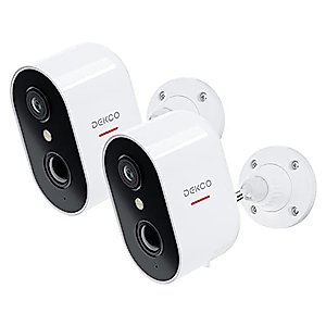 DEKCO Security Cameras Wireless Outdoor/Indoor 2 Packs 1080P HD Wireless Rechargeable Battery Powered WiFi Home Surveillance Camera with Spotlight, Siren, Motion Detection, Color Night Vision, IP66