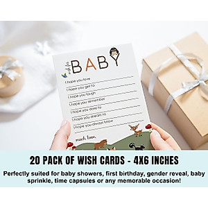 Woodland Wishes for Baby, 20 Pack – Cute Words of Wisdom for Babies, Neutral Baby Shower Game Planning, Guest Book Alternative, Parents Keepsake Activity, Wishing Well Birthday Ideas