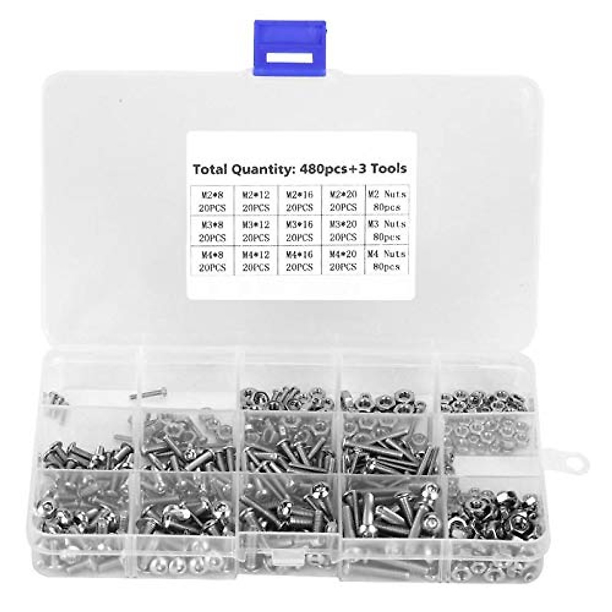 Screw 480pcs M2M3M4 Machine Screws Set Fasteners for Laptop/Hard Disk/Keyboard/Phone/PC