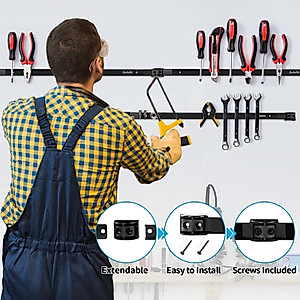 Rechabite 6 Pieces 24" Magnetic Tool Holder Strip, Black Magnet Bar, Metal Tool Organizer Rack for Garage Organization, Easy To Install in Workshop, Mounting Screws Included