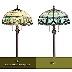 Thatyears Tiffany Floor Lamps Victorian Style Style Stained Glass 16X16X65 Inches Antique Pole Standing Reading Lamps Decor Living Room Bedroom Home Office