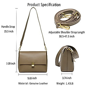 Hakkensuru Crossbody Bags for Women Designer Shoulder Bags Genuine Leather Handbag Satchel Purses with Adjustable Detachable Strap