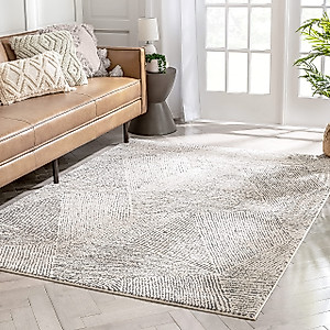 Well Woven Ezio Beige Tribal Geometric Distressed High-Lo Pile Area Rug 8x10 (7'10" x 10'6")