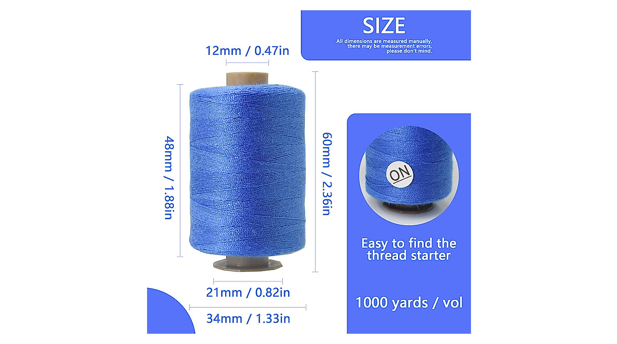 24 Spools Sewing Thread Set - 1000 Yards of Mixed Cotton Colors