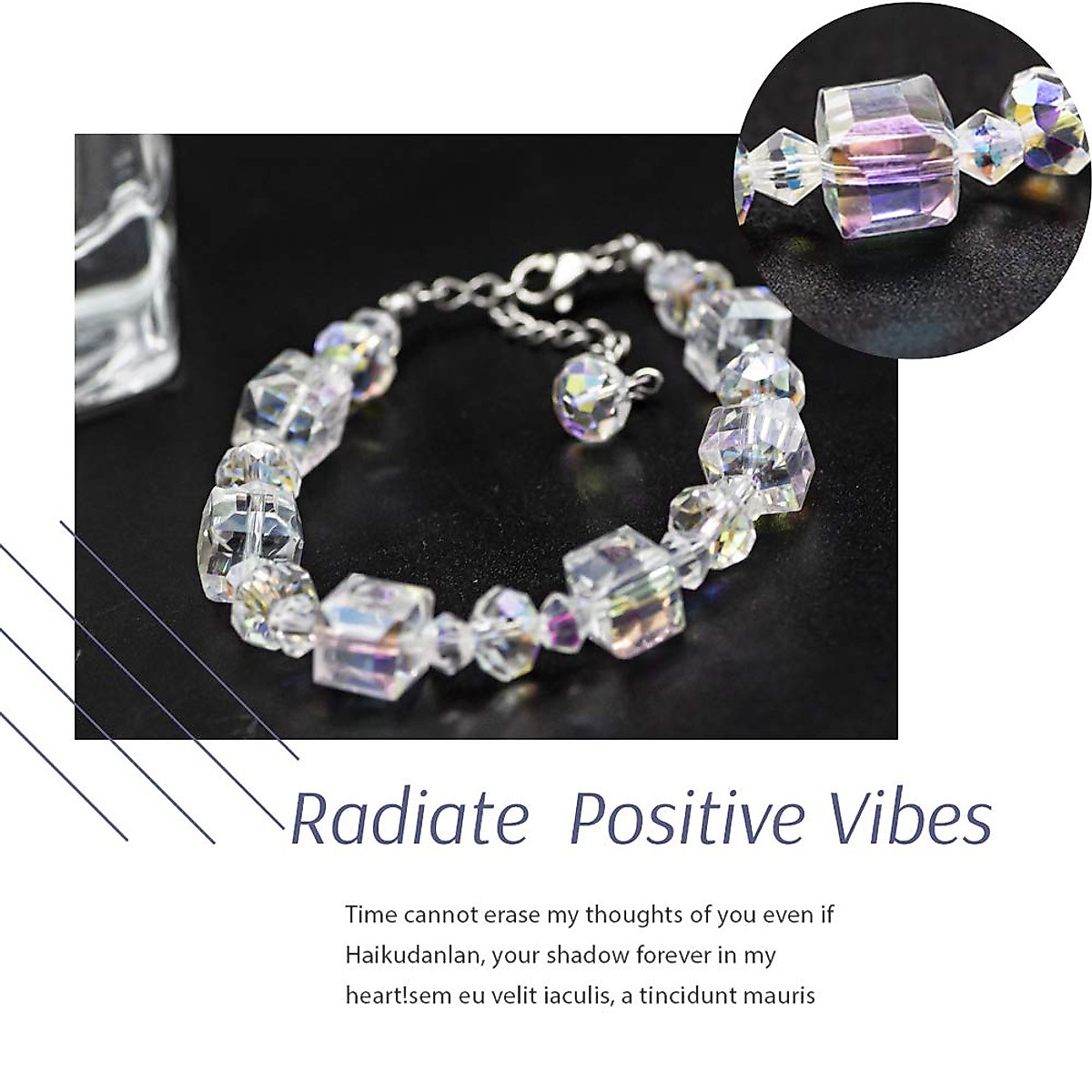 KesaPlan Elemental Crystal Bracelet for Women Girl, Adjustable Link Bracelet, Jewelry Gifts for Friends and Lovers, Christmas Birthday Gifts for Mom (Colorful)