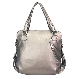 Zzfab Concealed and Carry Purse Double Handles Rhinestone Wing Purse Pewter