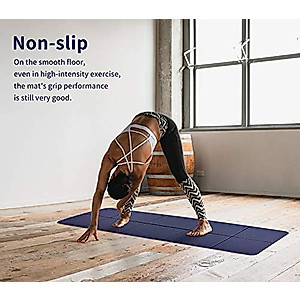 EKE Foldable Yoga Mat Eco Friendly TPE Folding Travel Fitness Exercise Mat Double Sided Non-slip for Yoga Pilates & Floor Workouts 72x25inx6mm with Carrying Bag