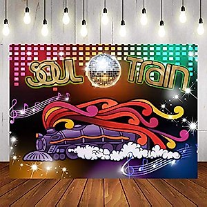 70's Soul Train Theme Photography Backdrop 70's and 80's Disco Dancing Prom Party Decoration Supplies Neon Glow Photo Background Studio Props Banner 7x5ft
