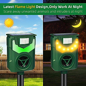 2024 Upgraded Ultrasonic Animal Repeller Outdoor,2 Pack Deer Repellent Devices Solar Animal Repeller with Motion Sensor Animal Deterrent to Scare Squirrel Coyote Raccoon Skunk Rabbit Out of Yard Farm