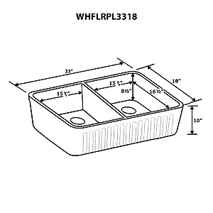 Whitehaus Collection WHFLRPL3318-WHITE Reversible Kitchen Fireclay Sink, White