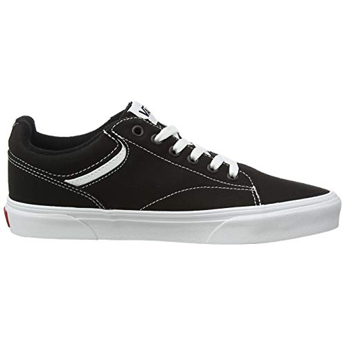 Vans Men's Seldan Sneaker, Black Canvas Black White 187, 12