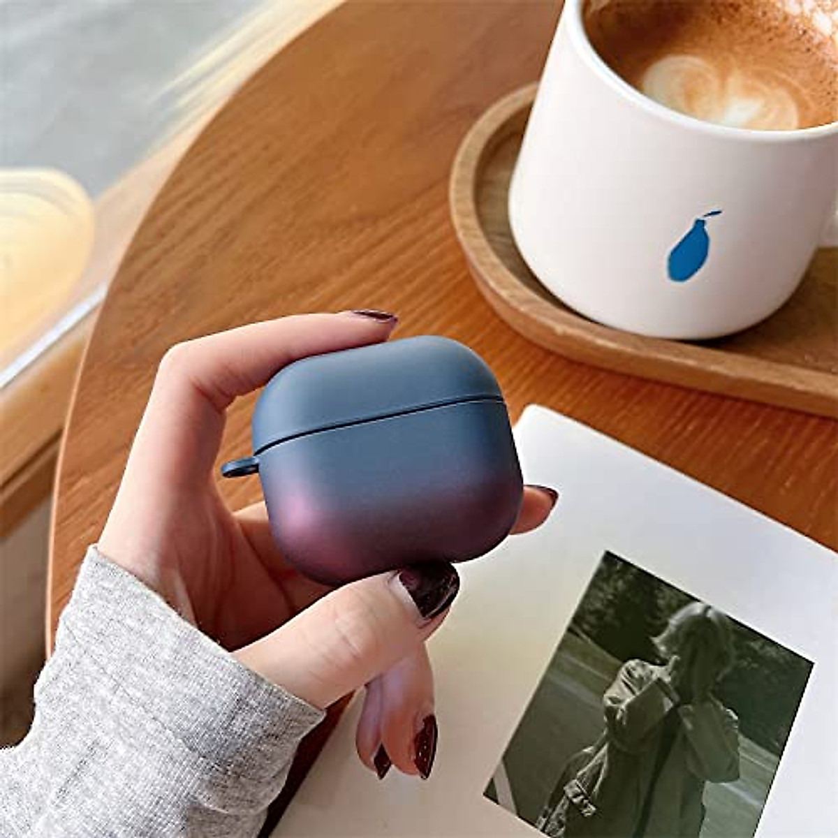 Graduated Color Hard Plastic Protective PC Case Cover Sleeve Compatible with Lenovo thinkplus LP40 Earbuds, Frosted Touch Feel Protective Skin Sleeve with Carabiner (C)