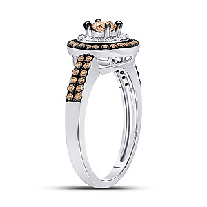 The Diamond Deal 10kt White Gold Womens Round Brown Diamond Circle Solitaire Ring 3/4 Cttw