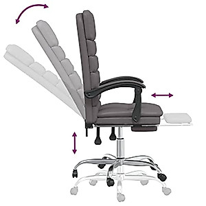 loibinfen Faux Leather Massage Reclining Office Chair with Footrest, Ergonomic Office Chair, Computer Desk Chair for Home Office, Gray Faux Leather, Style D -719