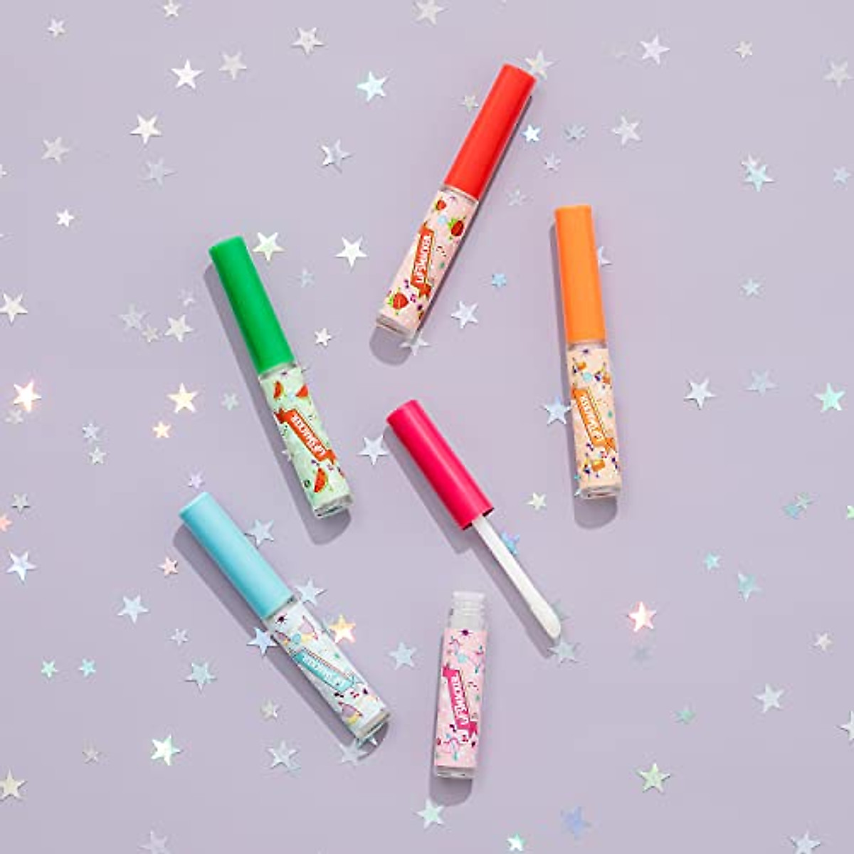 Lip Smacker Holiday Original & Best Flavored Lip Gloss Party Pack, Tropical Punch, Watermelon, Cotton Candy, Spun Sugar, Strawberry
