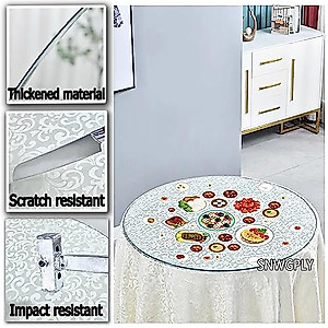 SNWGPLY Kitchen Dining Table Top, Round Dining Table Glass Table Top, Round Glass Table Top Replacement, 6 Non-Slip Rubber Pads, 35-100cm, Easy to Clean, Transparent