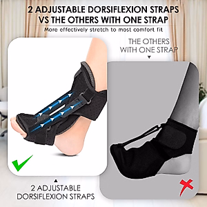 Oyomutk Fasciitis Night Splint: Upgraded Plantar Fasciitis Brace for Foot Pain Relief by Plantar Fasciitis Achilles Tendonitis Foot Drop Flat Arch Heel Spur (Without Massage Balls-Black)