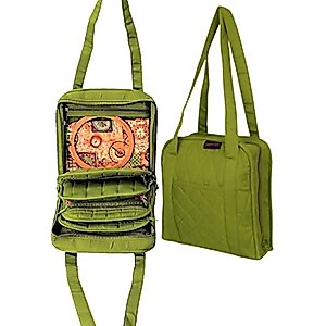 Yazzii Oval Craft Organizer Bag - Portable Organizer - Arts & Crafts Storage Bag Organizer - Multipurpose Storage Organizer for Quilting, Needlework, Knitting, Sewing, Applique & Jewelry Green