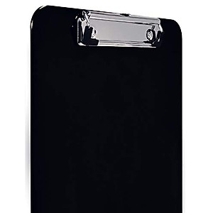 Black Plastic Clipboards, 12 Pack, Durable, 12.5 x 9 Inch, Low Profile Clip, by Better Office Products, Black, Set of 12