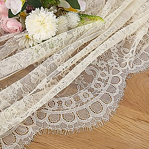 Fanqisi Ivory Lace Tablecloth 60x120 Inches Classic Wedding Lace Tablecloths Overlay Party Table Cover for Bridal Shower Reception Table Decoration
