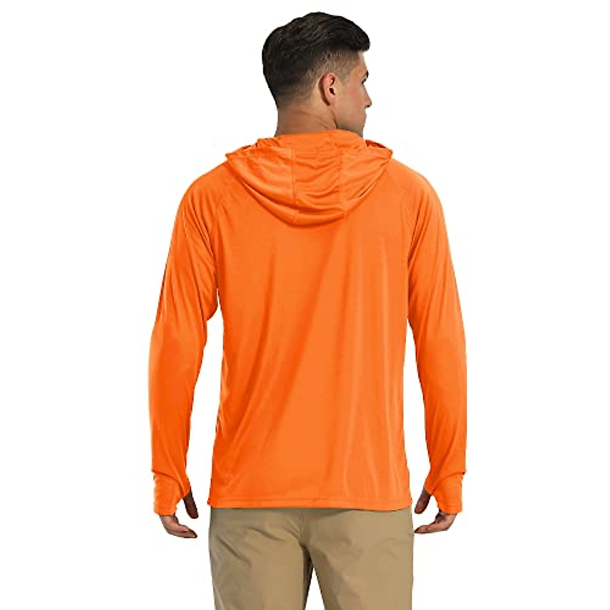 Fishing Shirts for Men Long Sleeve with Hooded UPF 50+ Sun Protection Moisture Wicking Active Rash Guards Summer Shirts Orange
