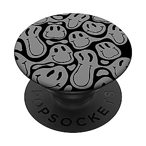 aesthetic gry pattern melting black liquid swirl smile face PopSockets Standard PopGrip