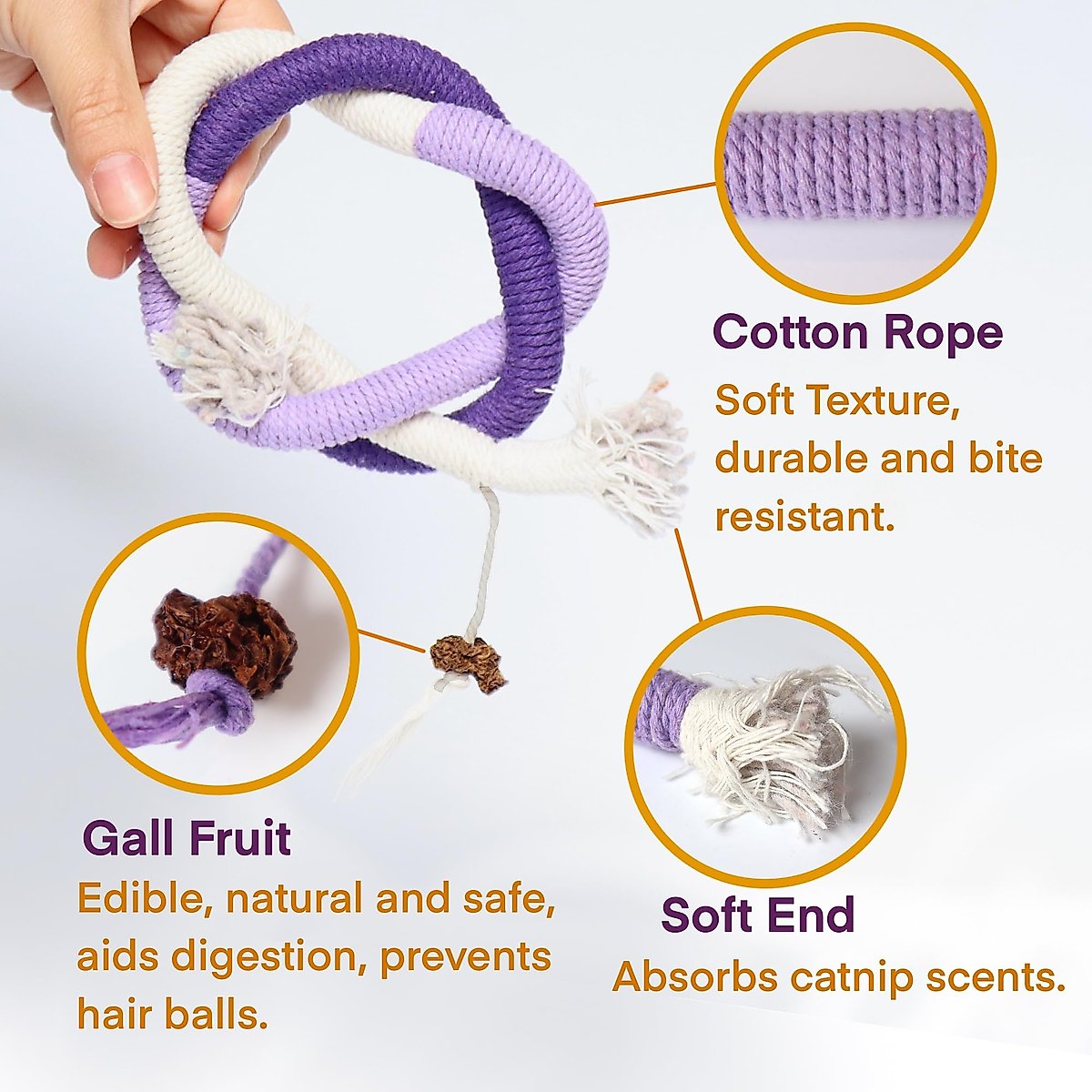 Fokauiwo Cat Chew Toys for Bored Indoor Adult Cats, Interactive Catnip Rope Toy for Teeth Cleaning, Cat Nip Teething Toys for Cats Kittens, Kitty Kicker Toy, 3 Pack (Plus 3 Pouches of Catnip)