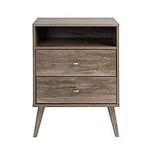 Prepac Milo 6-Drawer Dresser, Drifted Gray & Milo 2-Drawer Tall Nightstand with Open Shelf, Drifted Gray