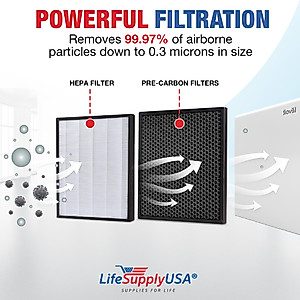 True HEPA Air Cleaner Filter Replacement Set + Activated Carbon Pre-Filter Compatible with Levoit Air Cleaner LV-PUR131, LV-PUR131-RF by LifeSupplyUSA