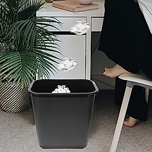 VILLCASE Office Decor Decor Container Bin, Household Small Trash Can, Waste Can Disposal Container for Home, Kitchen, Office (11.79X11.40X8.45inch, Black) Office Table Garbage Car Decor