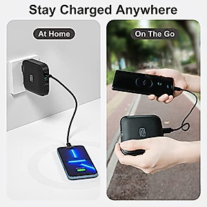 MagLoop Wireless Portable Charger, 10000mAh Magnetic Power Bank PD 20W Fast Charging with AC Wall Plug, Wireless Battery Pack for iPhone 14/13/12, Mini, Pro, Max, AirPods(Black)