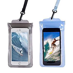 Glimmer Reflective Waterproof Phone Pouch, Universal Phone Case Dry Bag for iPhone 11 Pro Max Galaxy Pixel up to 6.5" (Black Blue)