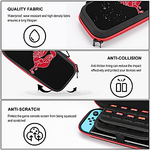 Red Cock Rooster Carry Case Storage Bag Switch Travel Shell Pouch for Accessories and Games