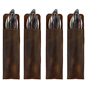Hide & Drink, Leather Cutlery Cover (4 Pack) / Restaurant & Cafe Supplies / Dining / Home Accessories, Handmade :: Bourbon Brown