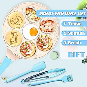 Mini Pancake Pan for Pancakes, Dinosaur Truck Waffle Maker Ceramic Pancake Griddle Crepe Maker Nonstick 7-Cup Pancake Mold for Kids