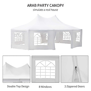 Outsunny 29 x 21 ft Party Tent, Wedding Tent with Sidewalls, Heavy Duty Event Tent with 2 Doors and 8 Windows, Outdoor Gazebo Tent for Party, White