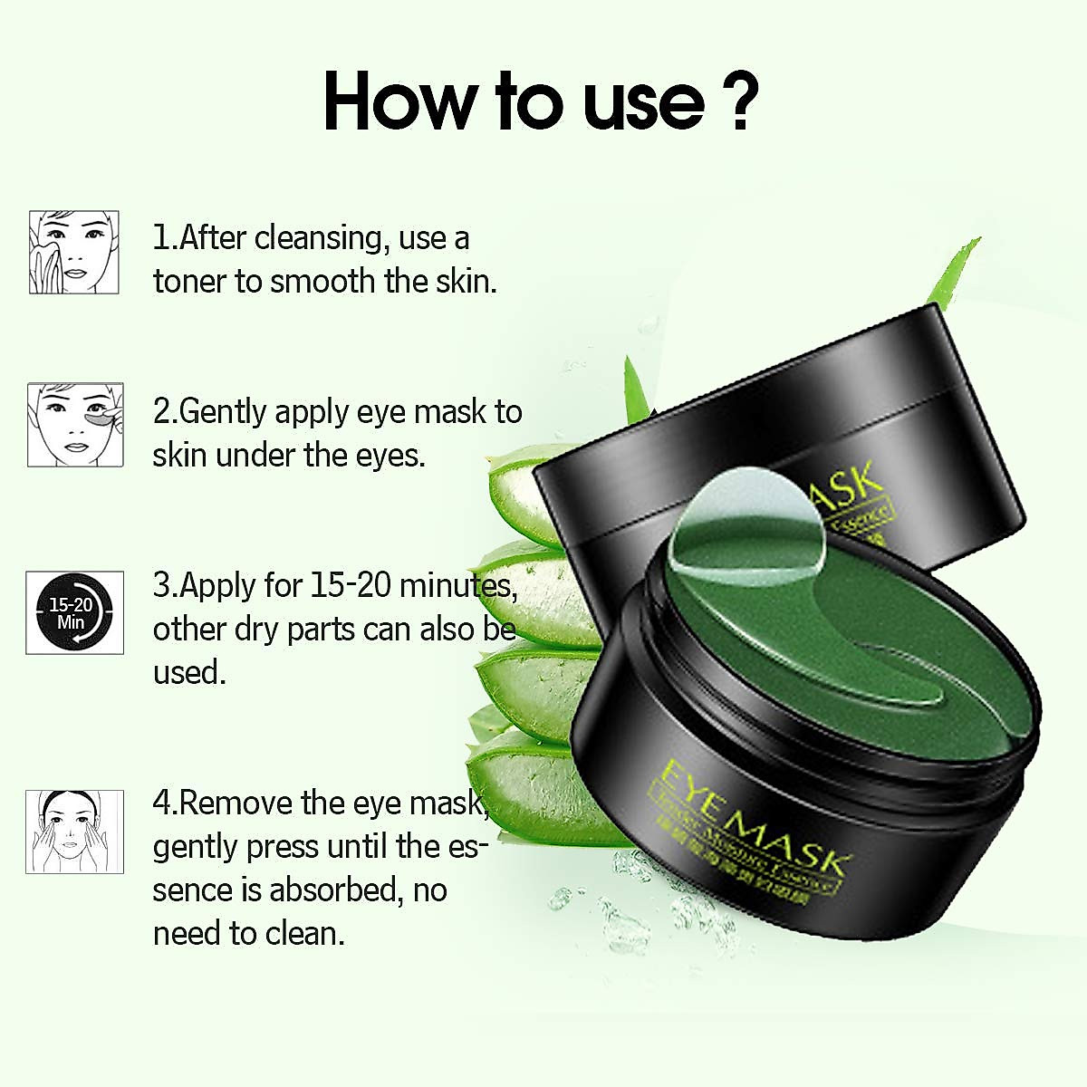 SANITRO Collagen Eye Gel Pads, Green Tea Under Eye Patches, Firming Eye Mask, 30 Pairs Collagen Eye for Eye Moisturizing, Dark Circles, Wrinkles, Fine Lines, Under Eye Bags