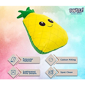 FUNZIEZ! Pineapple Plush Decorative Throw Pillow - Novelty Fruit Shaped Stuffed Pillow 14.5 x 10 in