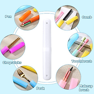 40 Pieces Travel Toothbrush Holder Case Portable Plastic Pencil Case Holder Toothbrush Carrier Cover Case Bulk Toothbrush Storage Containers for Traveling Camping Bathroom Business, 7 Colors