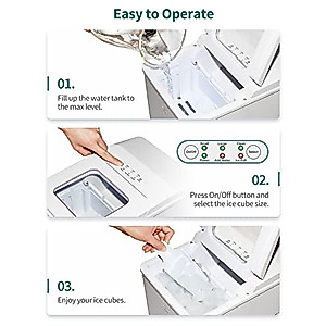Gevi Household Countertop Ice Maker Machine, 2 Ice Sizes Optional, 9 Pcs in 6-8 Mins, 26Lbs/Day, Self Cleaning, Portable Compact Mini Icemaker with Ice Scoop and Basket for Home Party Kitchen (White)