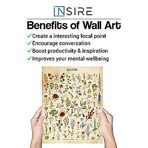 Botanical Wall Art Flower Poster - Set of 1 (11x14") Vintage Posters Wildflower Poster Botanical Poster, Vintage Wall Art Herb Poster Vintage Floral Prints For Wall Decor Flowers Wall Art - Unframed