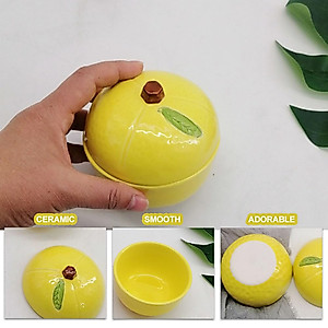 SHOWERORO Lemon Bowl Ornament Container Soup Bowls with Lids Pasta Containers Serving Dish Dessert Pot Ceramic Kitchen Jars Lemon-shaped Bowl Steaming Bowl Lemon Shaped Bowl Ceramics Food