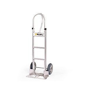 HaulPro Heavy Duty Hand Truck with Vertical Loop Handle - Aluminum Dolly Cart for Moving - 500 Pound Capacity - 10" Rubber Wheels - 52.25" H x 17.5" W with 17.75" x 9.5" Diecast Nose Plate