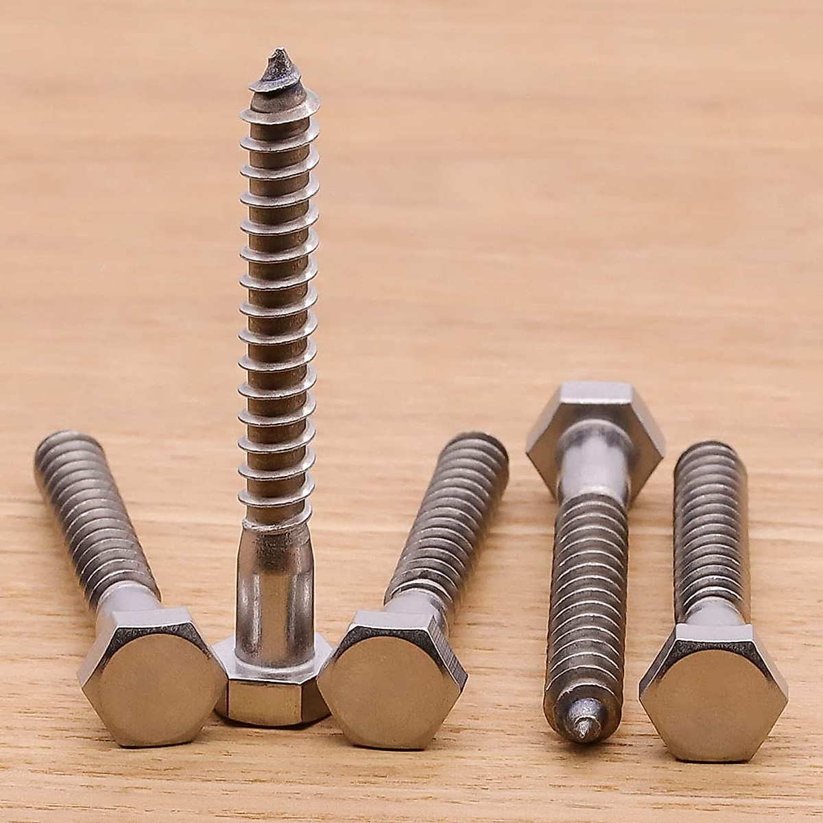 5/16" x 3" Hex Head Lag Screws Bolts for Wood, 304 Stainless Steel 18-8, Heavy Duty Lag Bolts, Hexagon Head Wood Deck Screws 10 PCS