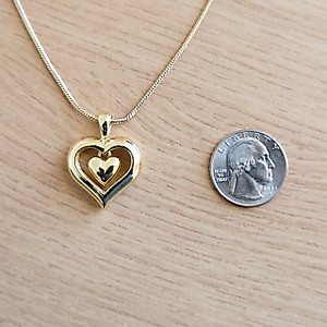 18k Gold Finish Cremation Jewelry Urn Heart Pendant Memorial Keepsake Locket Necklace for Ashes and 20" Gold Chain, The Eternity Heart